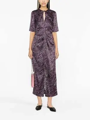 GANNI Floral-print Silk Dress