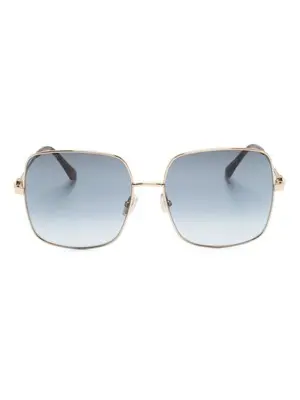 JIMMY CHOO Logo-engraved Square-frame Sunglasses - Gold