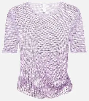 Simkhai Electra Embellished Mesh Cropped Top