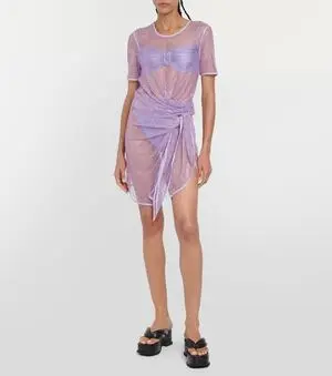 Simkhai Electra Embellished Mesh Cropped Top