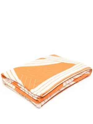 Missoni Asymmetric-pattern Knitted Throw - Orange