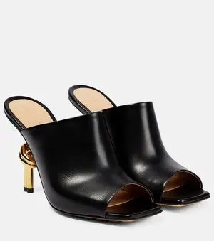 Bottega Veneta Knot Leather Mules In Ivory Glow - Black