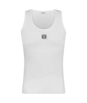 Loewe Logo-Embroidered Ribbed Tank Top - White | Editorialist