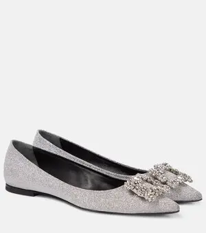 ROGER VIVIER Flower Strass Glitter Ballet Flats