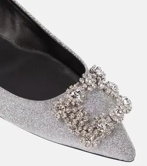 ROGER VIVIER Flower Strass Glitter Ballet Flats