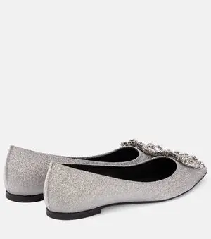 ROGER VIVIER Flower Strass Glitter Ballet Flats