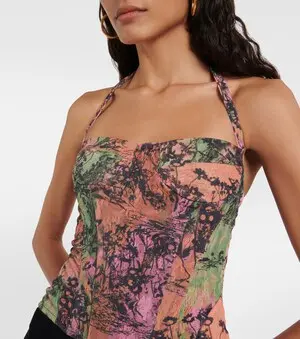 ROBERTA EINER Printed Halterneck Bustier Top