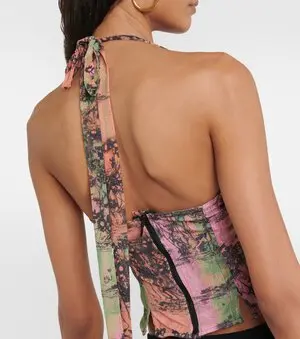 ROBERTA EINER Printed Halterneck Bustier Top