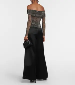 SELF-PORTRAIT Off-shoulder Fishnet Top