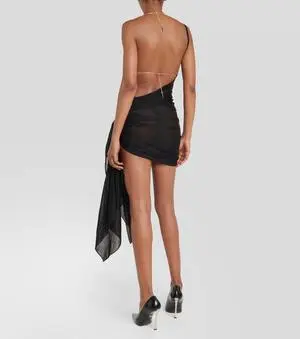 MUGLER One-shoulder Jersey Beach Cover-up - Black