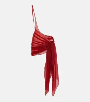 MUGLER One-shoulder Jersey Beach Cover-up - Red