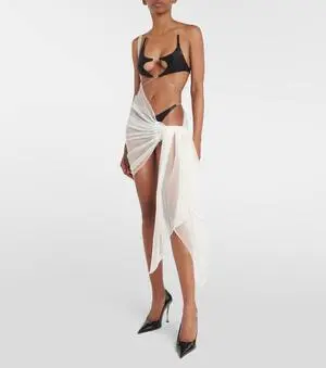 MUGLER Draped Jersey Beach Cover-up