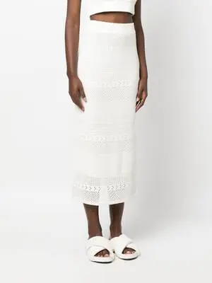 FRAME Crochet-knit Pencil Skirt - Neutrals