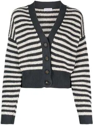 Brunello Cucinelli Striped V-neck Cardigan