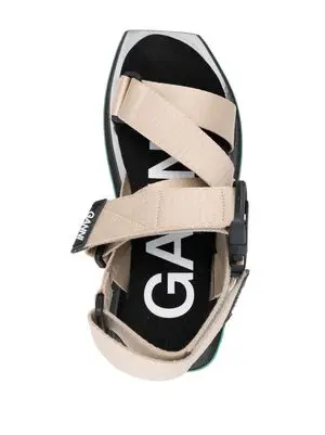 GANNI Performance Webbing Flat Sandals - Neutrals