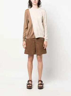 Colville Contrasting Panel Fine-knit Sweater - Neutrals