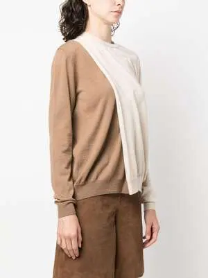 Colville Contrasting Panel Fine-knit Sweater - Neutrals