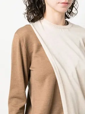 Colville Contrasting Panel Fine-knit Sweater - Neutrals