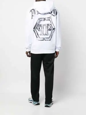 Philipp Plein Graphic Print Cotton Hoodie - White