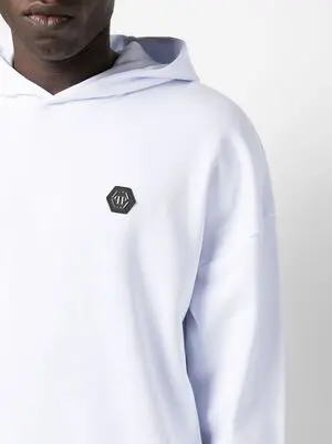 Philipp Plein Graphic Print Cotton Hoodie - White