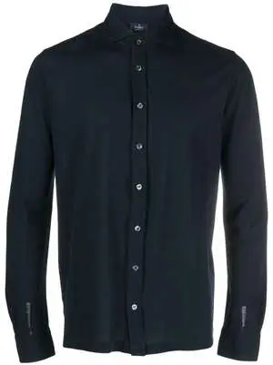 BARBA NAPOLI Long-sleeve Cotton Shirt - Blue
