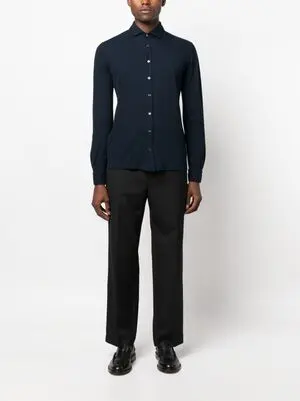 BARBA NAPOLI Long-sleeve Cotton Shirt - Blue