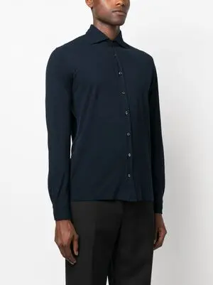 BARBA NAPOLI Long-sleeve Cotton Shirt - Blue