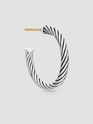 David Yurman Cable Hoop Earrings In Sterling 3/4in