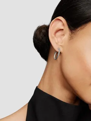 David Yurman Cable Hoop Earrings In Sterling 3/4in