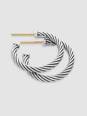 David Yurman Cable Hoop Earrings In Sterling 3/4in