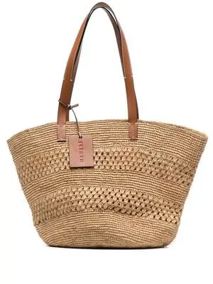 Manebí Logo-tag Raffia Tote Bag