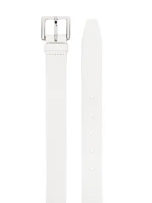 ORTIGNI Grained Leather Belt - White