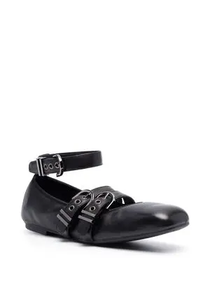 STUART WEITZMAN Maverick Leather Ballerina Flats - Black