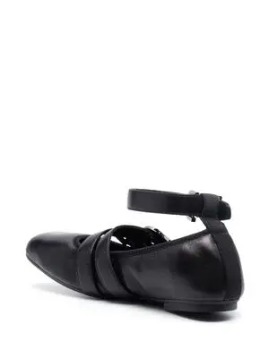 STUART WEITZMAN Maverick Leather Ballerina Flats - Black
