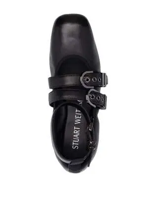 STUART WEITZMAN Maverick Leather Ballerina Flats - Black