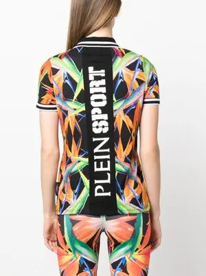 PLEIN SPORT Floral-print Polo Top
