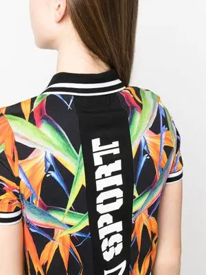 PLEIN SPORT Floral-print Polo Top