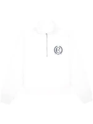 SPORTY & RICH Logo-print Zipped Cotton Jumper