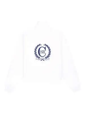 SPORTY & RICH Logo-print Zipped Cotton Jumper