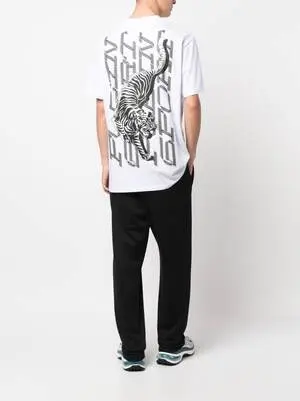 PLEIN SPORT Tiger-print Cotton T-shirt - White