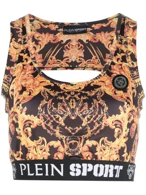 PLEIN SPORT Baroque-print Cotton Tank Top