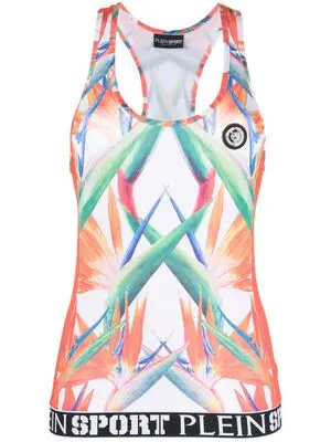 PLEIN SPORT Floral Print Tank Top - White