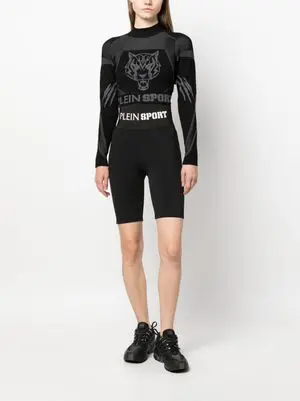 PLEIN SPORT Jacquard Cropped Top - Black