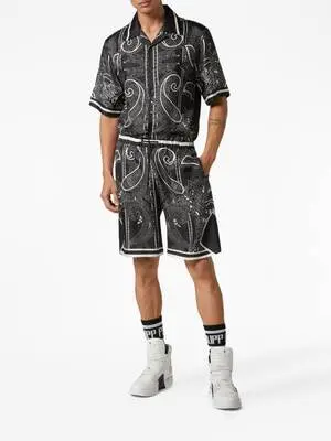 Philipp Plein Paisley-print Silk Shorts - Black