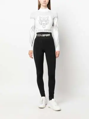 PLEIN SPORT Jacquard Knitted Crop Top - White