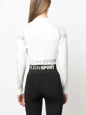 PLEIN SPORT Jacquard Knitted Crop Top - White