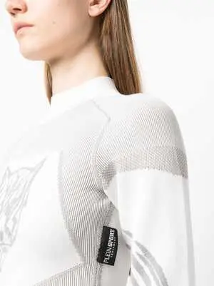 PLEIN SPORT Jacquard Knitted Crop Top - White