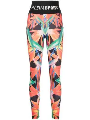 PLEIN SPORT Floral-print Stretch Leggings - Black