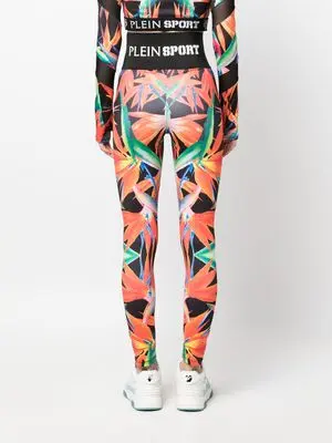 PLEIN SPORT Floral-print Stretch Leggings