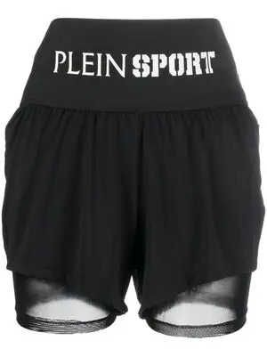 PLEIN SPORT Logo-print Double-layered Shorts - Black